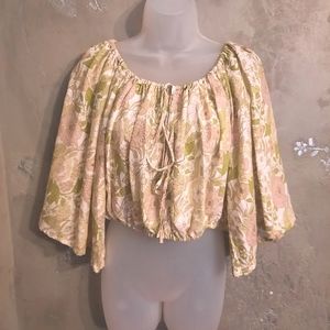 Rachel Zoe | Tops | Rachel Zoe Linen Blend Floral Bell Sleeve Cropped ...